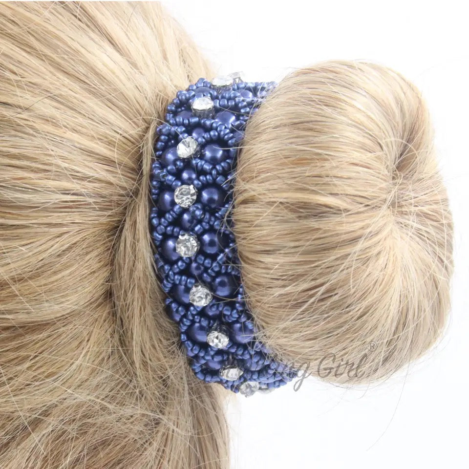 HHD Blue Beaded Crystal Scrunchie – Heavenly Horse Designs