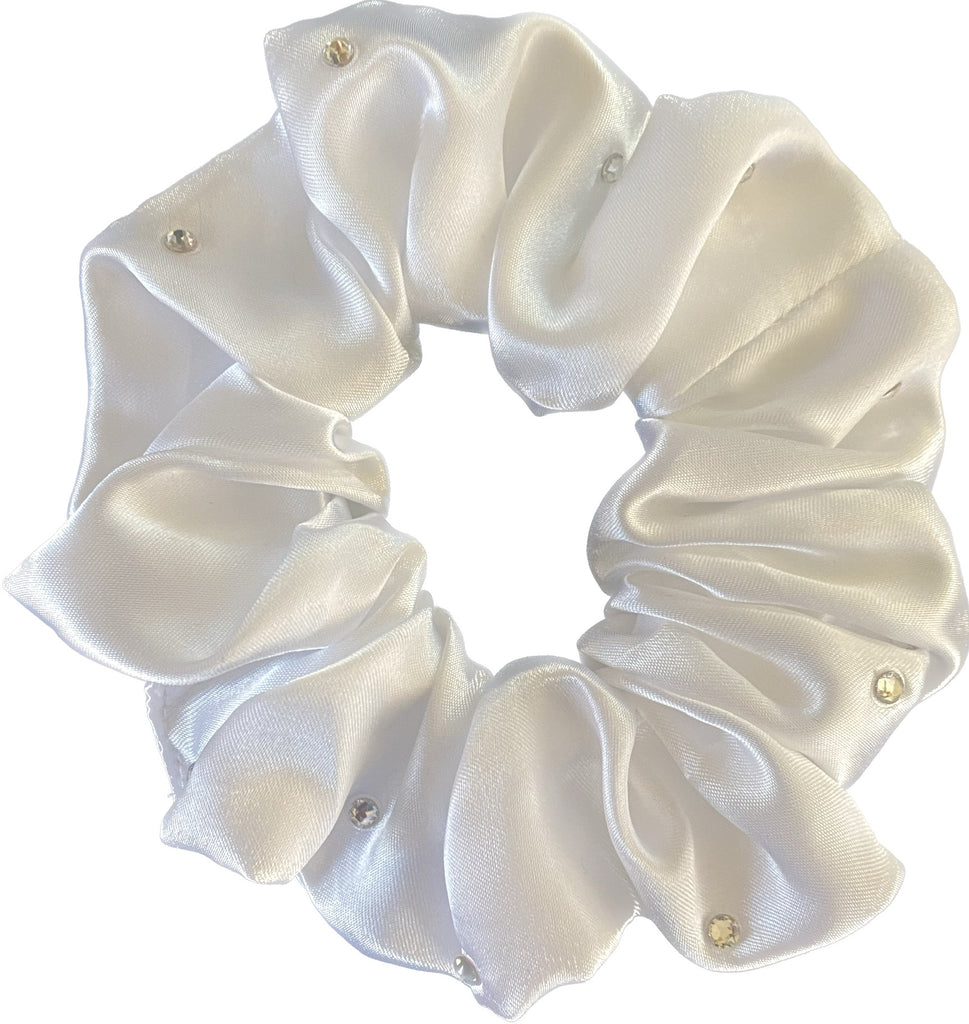 HHD ‘Molly’ Dressage Show Hair Scrunchie White Satin with Swarovski El ...